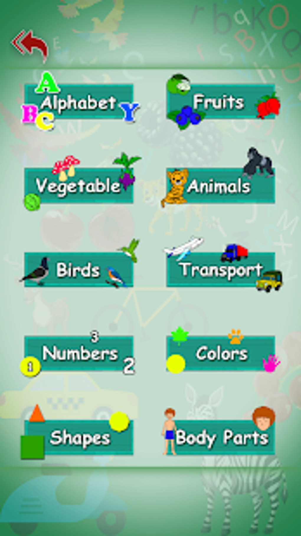 Android için ABC Kids Learn - alphabet fruit vegetable game APK - İndir