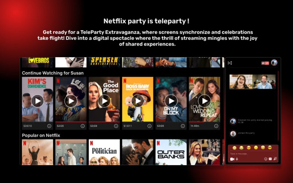 Netflix party is now teleparty for Google Chrome - Extension Download