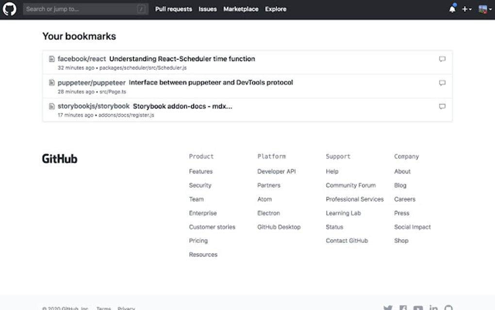 Github Bookmarks para Google Chrome - Extensión Descargar