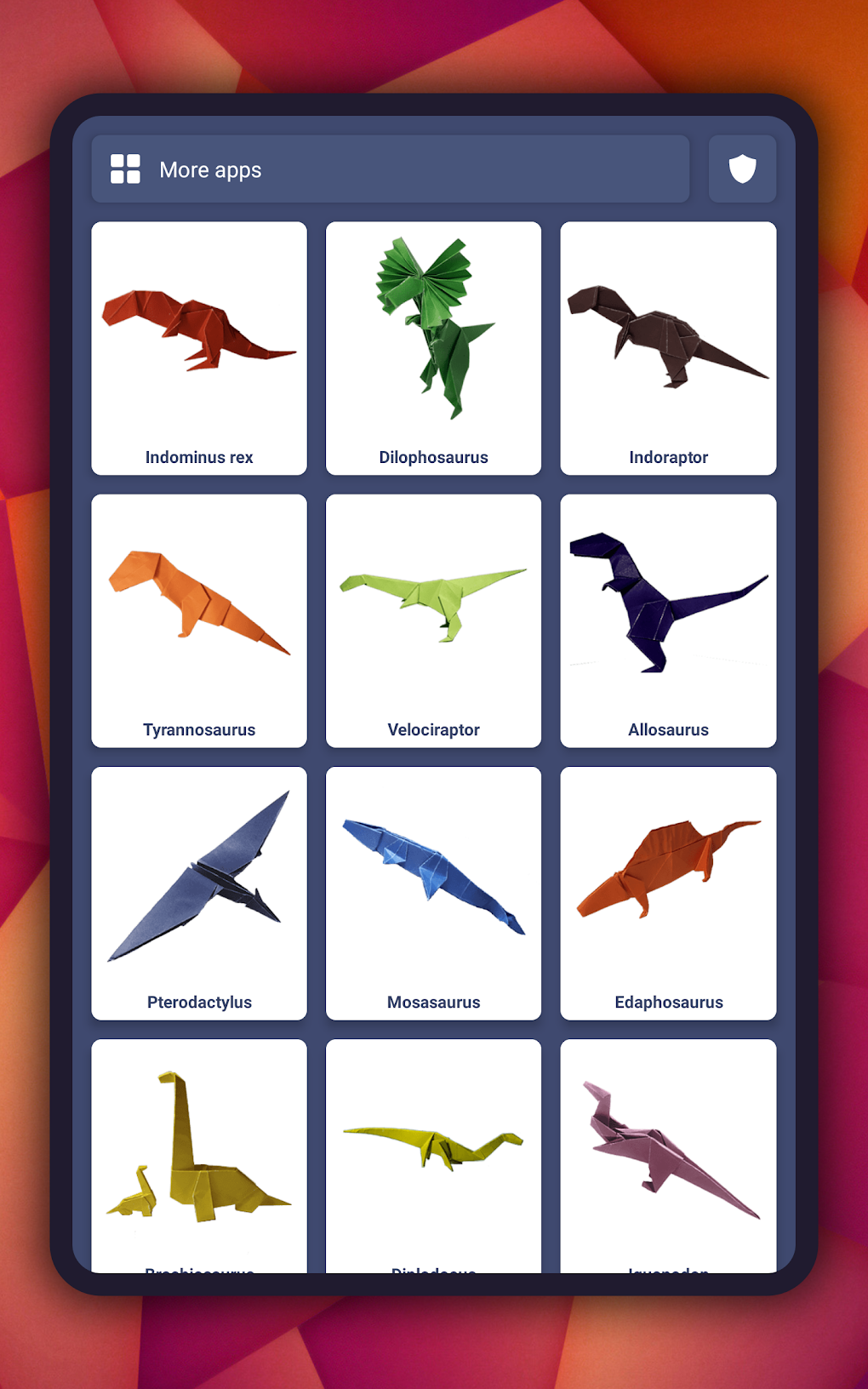 Origami dinosaurs paper shapes para Android - Descargar