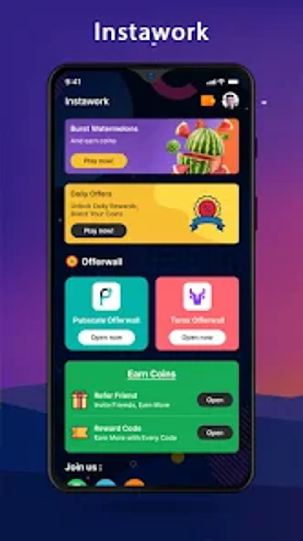 InstaWork - Get Paid Easily cho Android - Tải về