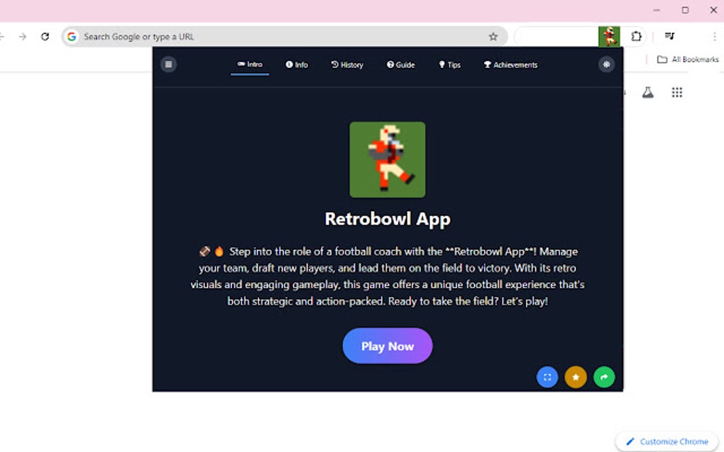 Retrobowl App สำหรับ Google Chrome - ส่วนขยาย ดาวน์โหลด