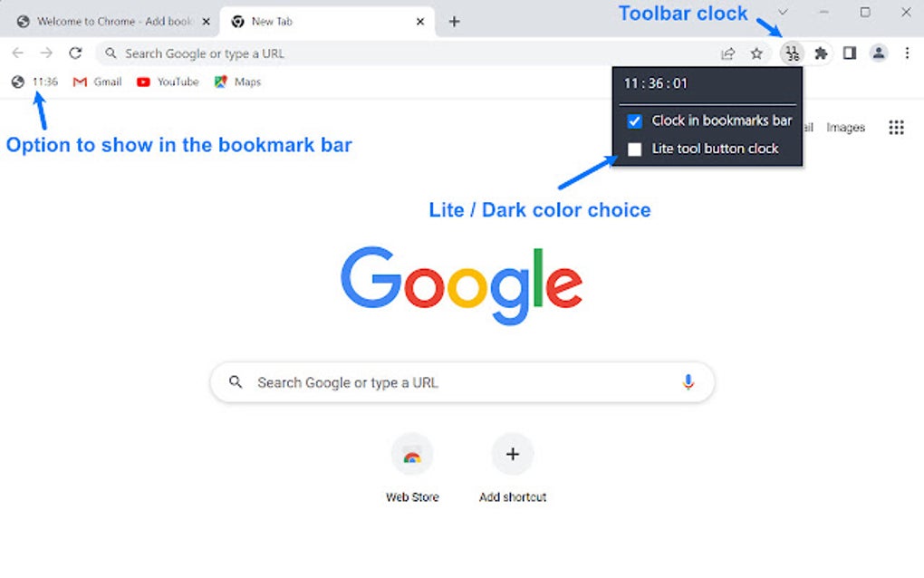 Clock Google Chrome 용 - 확장 프로그램 다운로드
