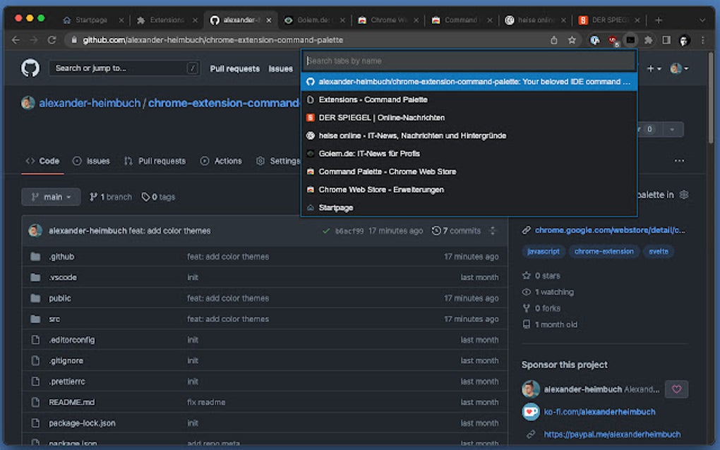 Command Palette for Google Chrome - Extension Download