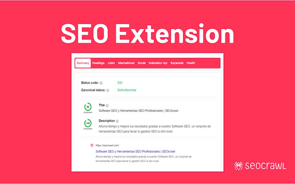 SEOcrawl SEO Extension para Google Chrome - Extensión Descargar