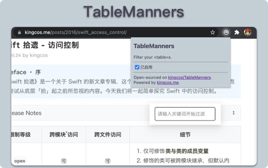 Table Manners Google Chrome 용 - 확장 프로그램 다운로드