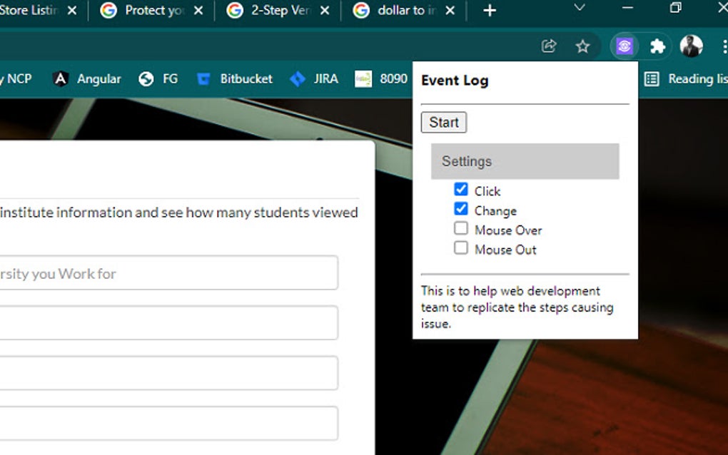 Log Events For Google Chrome Extension Download