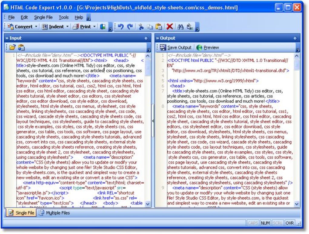 HTML Code Export - Download