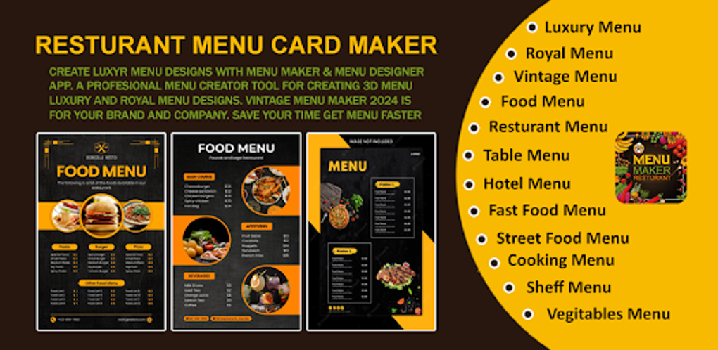 Menu Maker - Designs Creator para Android - Descargar