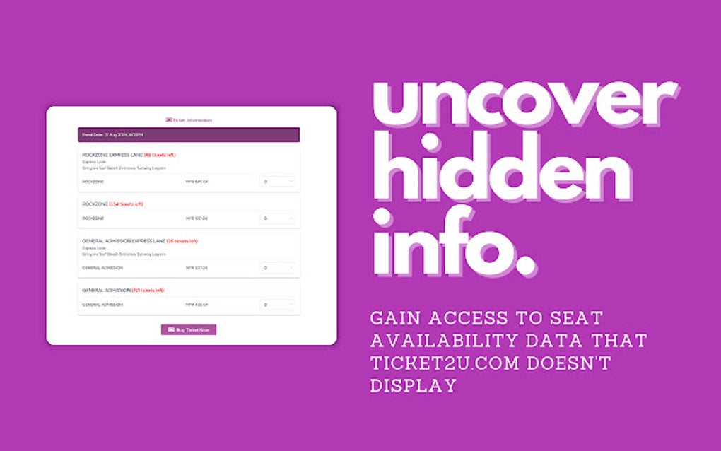 SeatSnoop2U: Ticket2U Event Companion for Google Chrome - Extension ...