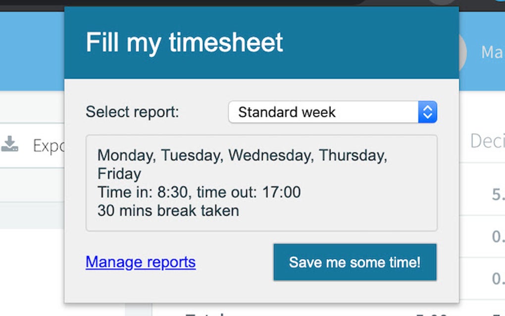 Fill my timesheet! for Google Chrome - Extension Download