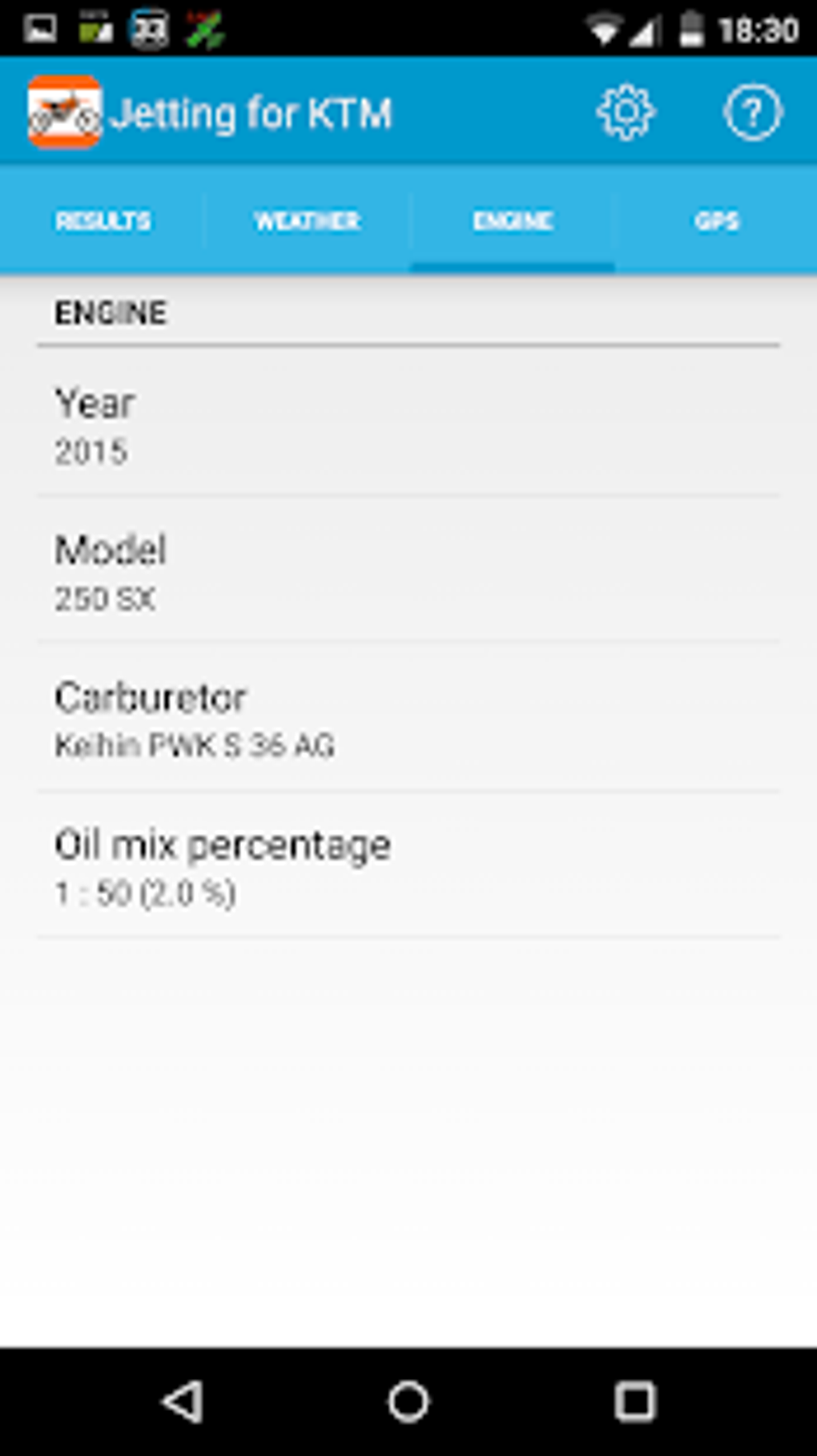 Jetting For KTM dirt bike para Android - Descargar