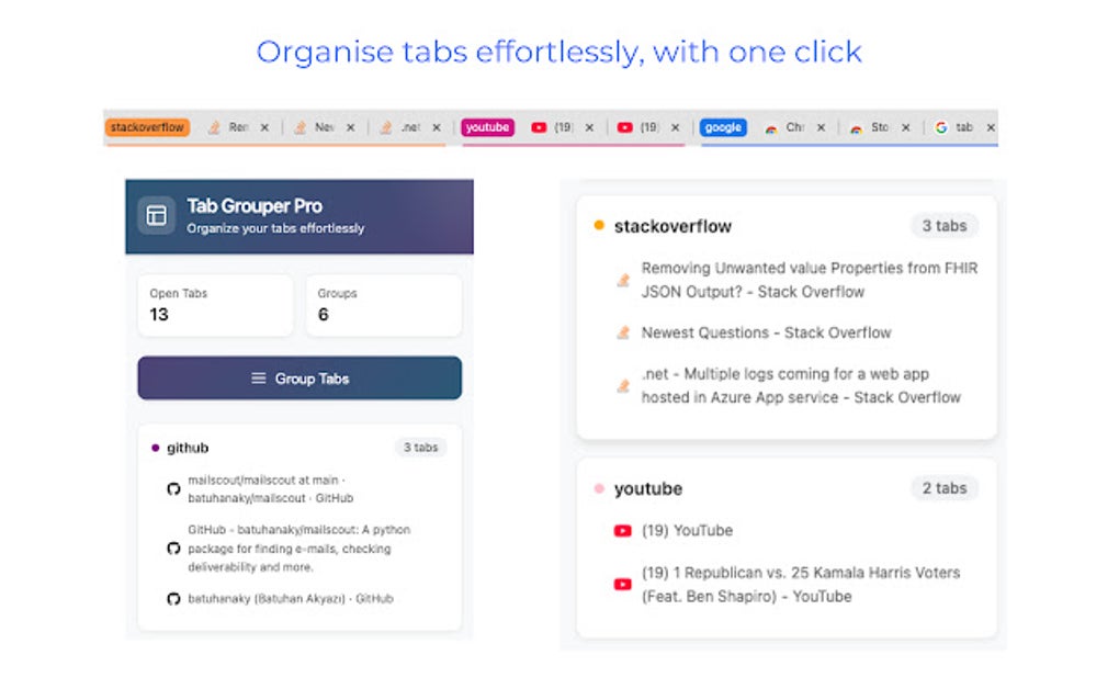 Tab Grouper Pro สำหรับ Google Chrome - ส่วนขยาย ดาวน์โหลด