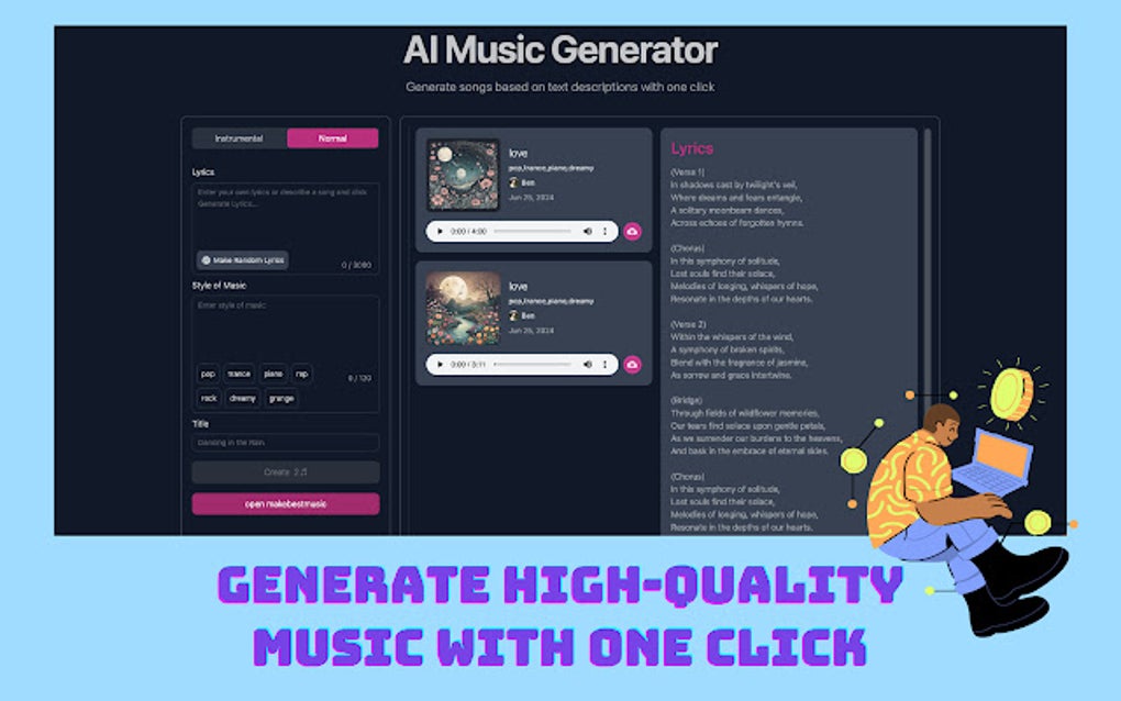 AI Music Generator Google Chrome 용 - 확장 프로그램 다운로드