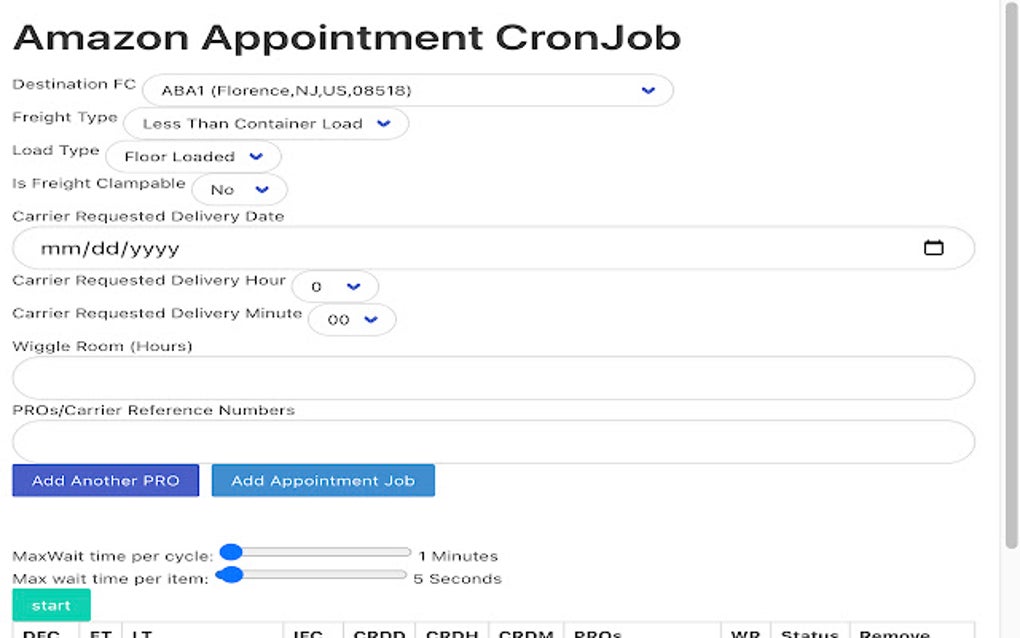 Amazon Appointment CronJob para Google Chrome - Extensión Descargar