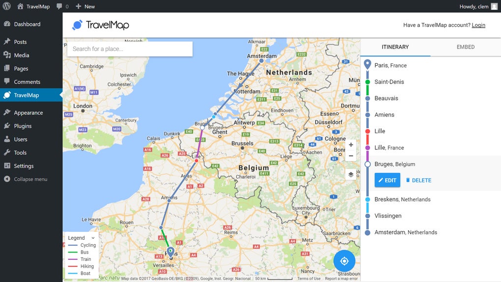 WordPress 용 Travel Map - 다운로드