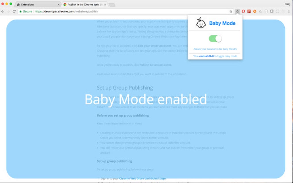 Baby Mode for Google Chrome - Extension Download