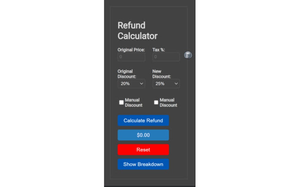 Refund Calculator for Google Chrome - Extension Download