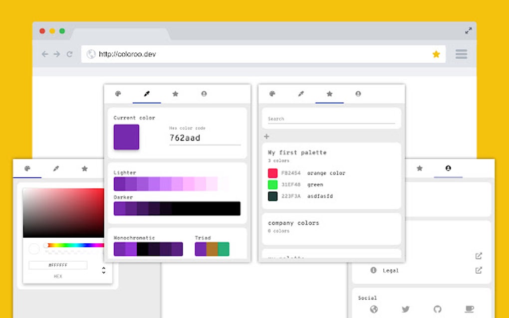 Coloroo - color picker and palette manager para Google Chrome ...