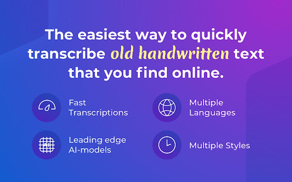 Old Handwriting AI Transcription for Google Chrome - Extension Download