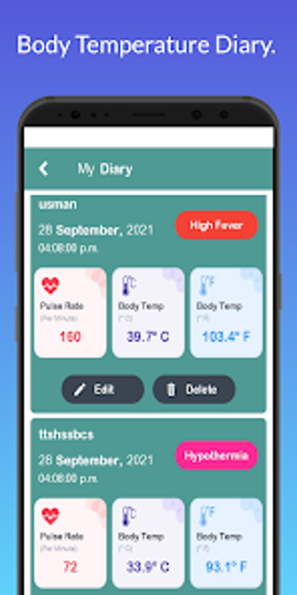 Thermometer For Fever Diary per Android - Download