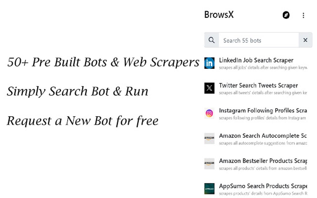 BrowsX - Browser Apps to Automate & Scrape the Web para Google Chrome - Extensión Descargar