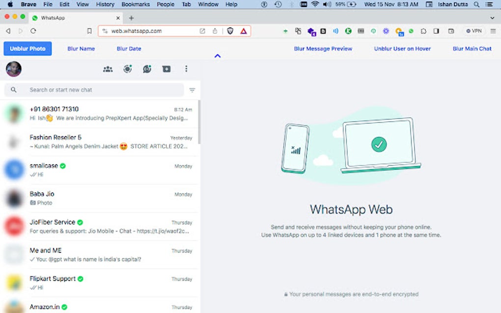 Whatsapp Blur for Google Chrome - Extension Download