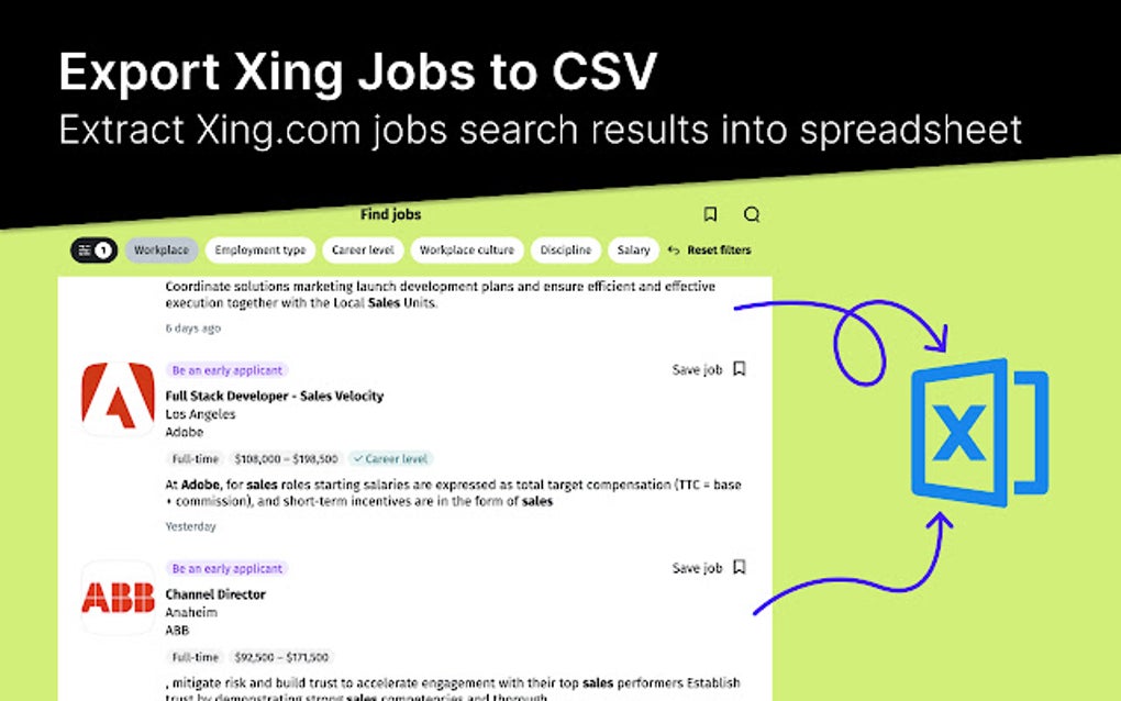 Export Jobs Search for Xing para Google Chrome - Extensión Descargar