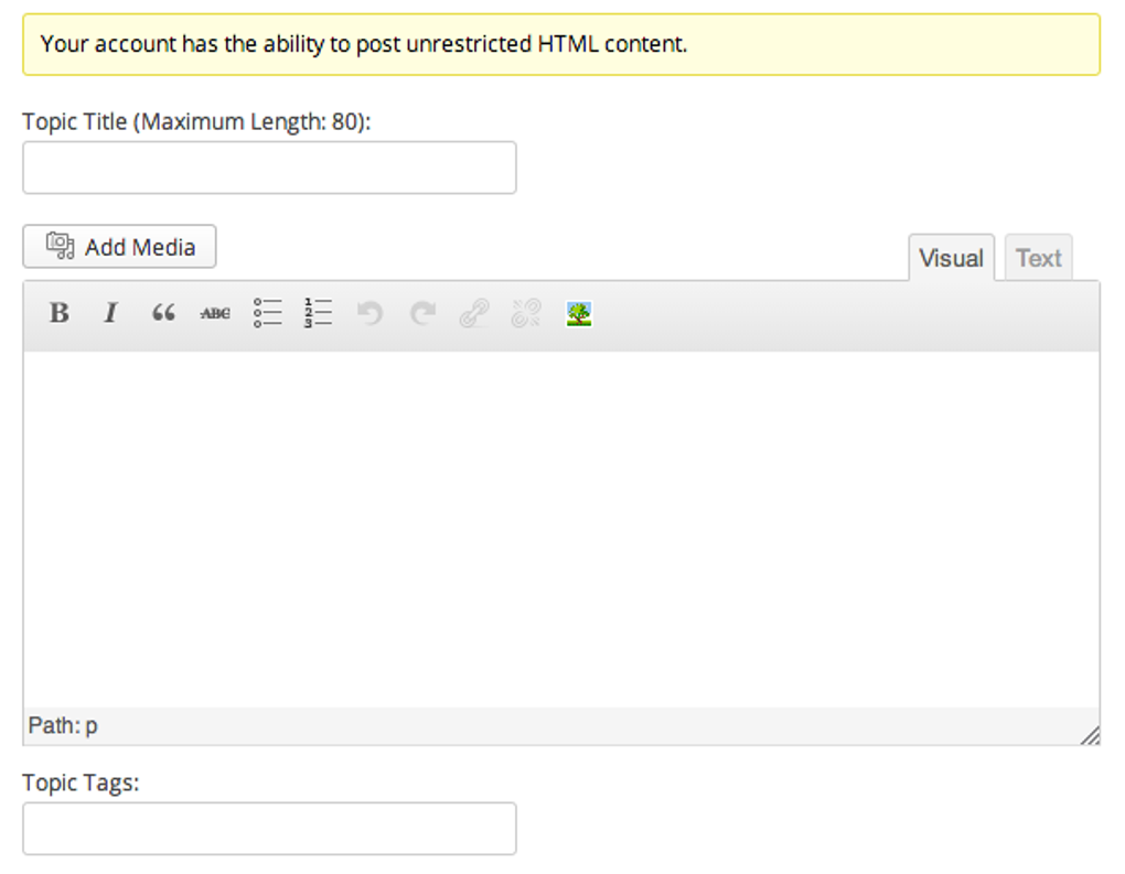 WordPress için bbPress Enable TinyMCE Visual Tab - İndir