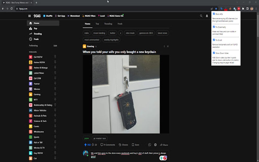 9GAG Customizer Google Chrome 용 - 확장 프로그램 다운로드