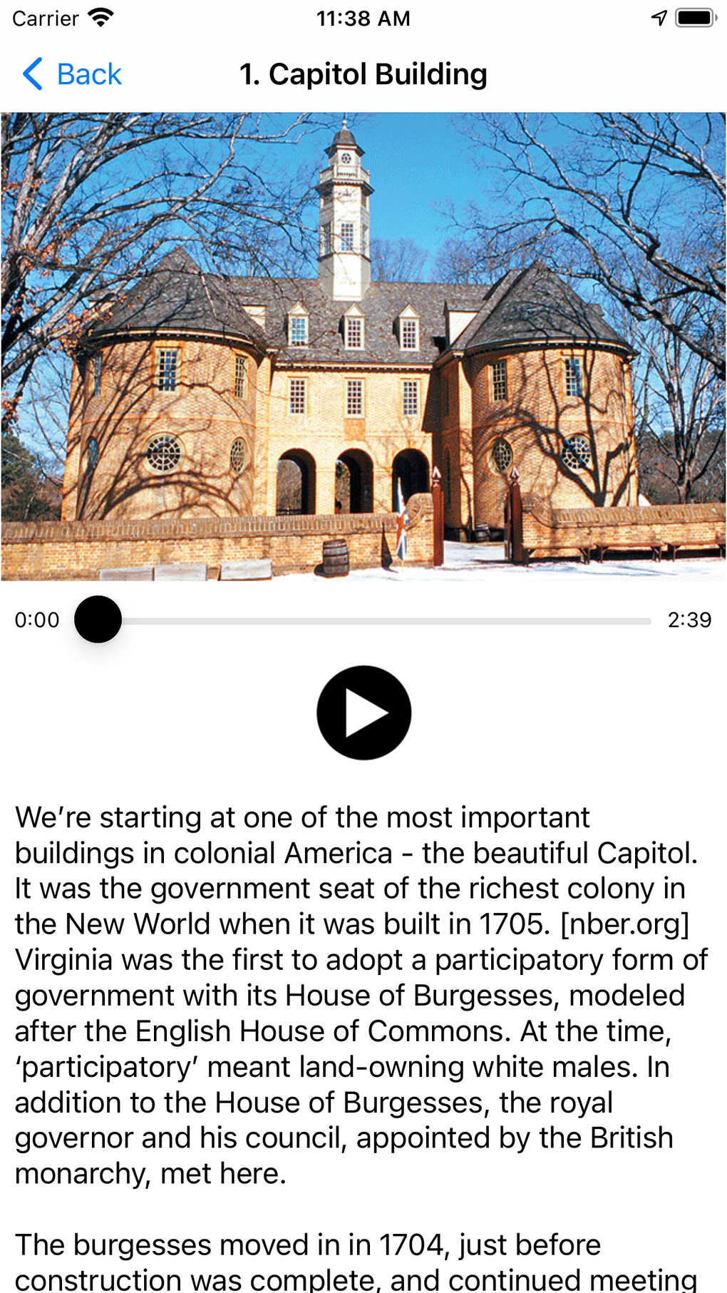 Colonial Williamsburg History for iPhone - Download