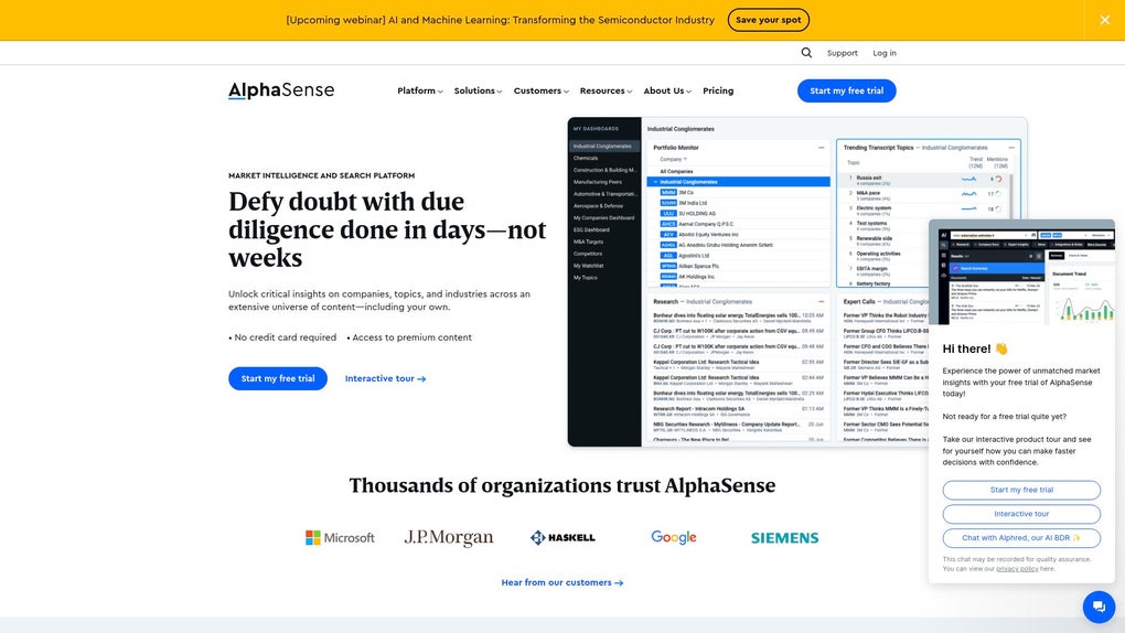 AI 비즈니스를 위한 AlphaSense - 리뷰, 기능 및 사용 사례