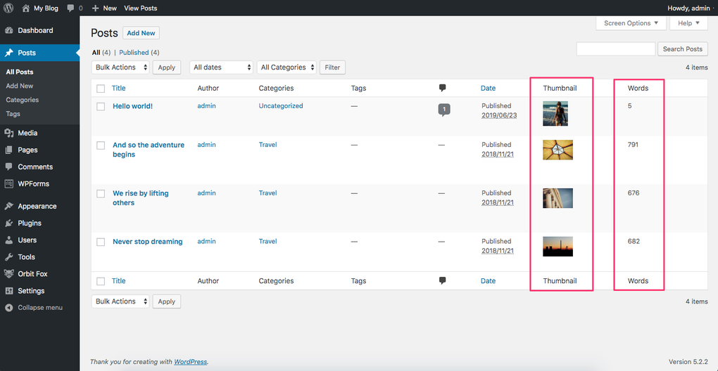Post Words Counter and Thumbnail Checker for WordPress - Download