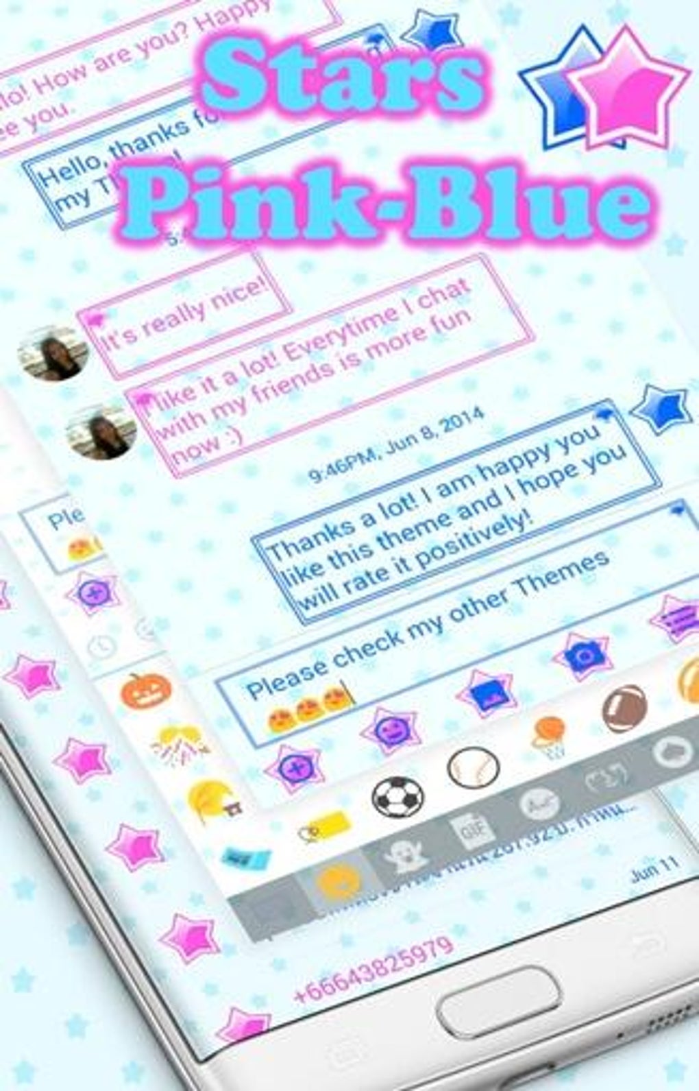 Android 용 SMS Messages Stars Theme APK - 다운로드