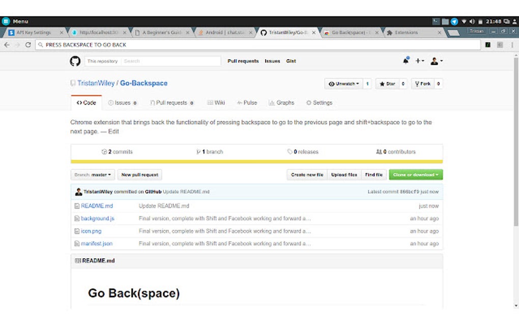 Go Back(space) Google Chrome 용 - 확장 프로그램 다운로드