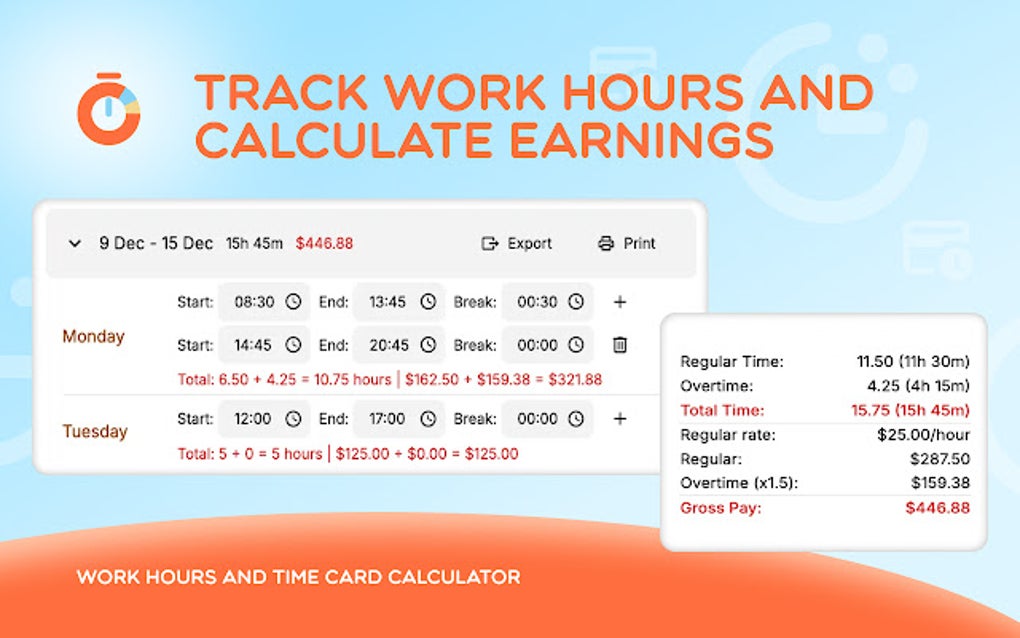 Work hours calculator pour Google Chrome - Extension Télécharger