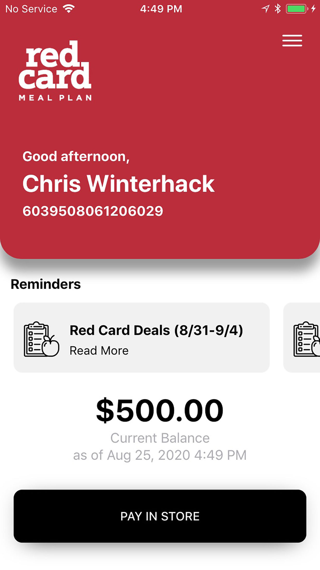 Red Card Meal Plan - Madison for iPhone - Download