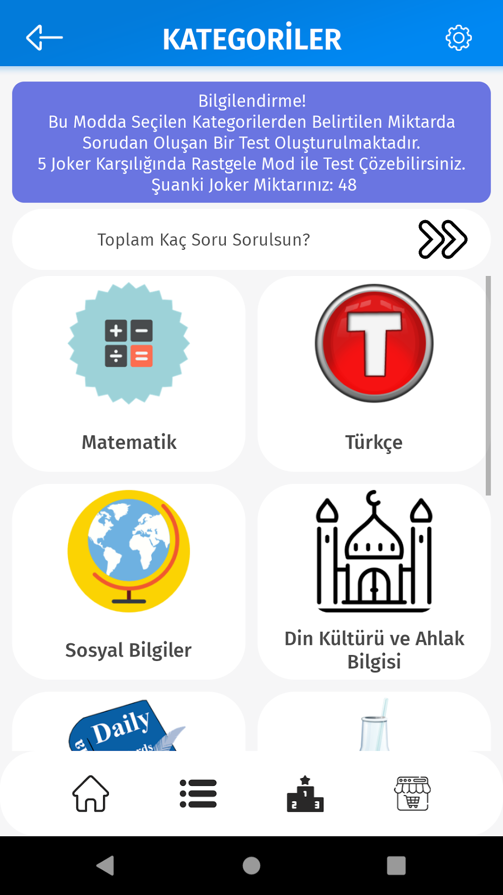 Android 용 5.Sınıf Testleri Tüm Dersler - 다운로드