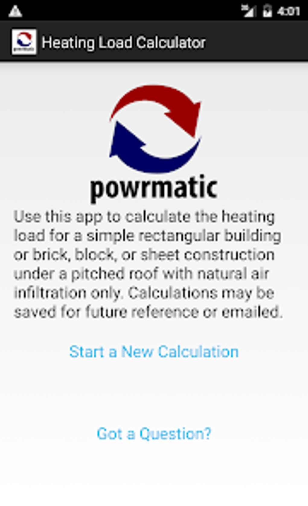 Powrmatic Heat Load Calculator para Android - Descargar