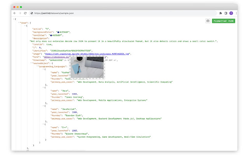 JSON Formatter pour Google Chrome - Extension Télécharger