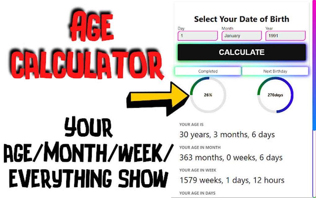 Age Calculator Google Chrome 용 - 확장 프로그램 다운로드