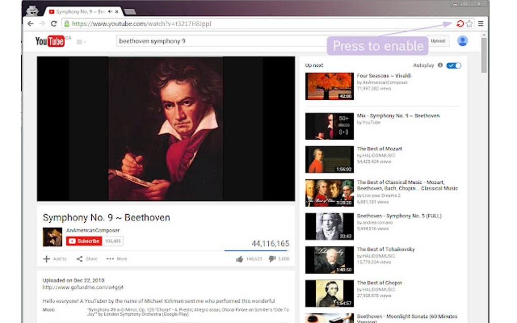 YouTube Repeat para Google Chrome - Extensión Descargar