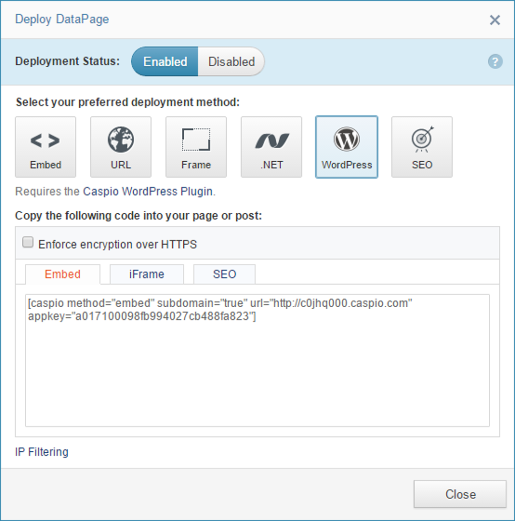 Caspio Deployment Plugin para WordPress - Descargar