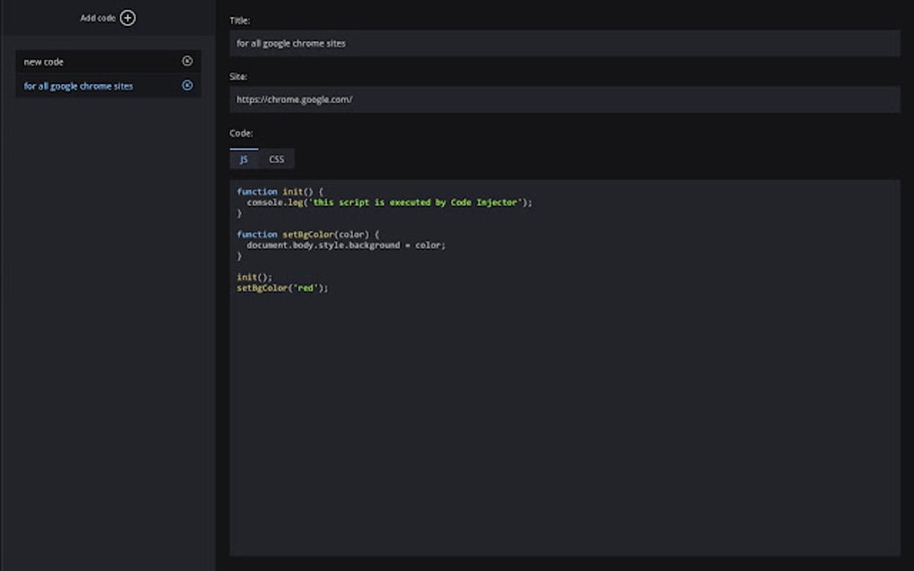 Code Injector para Google Chrome - Extensión Descargar