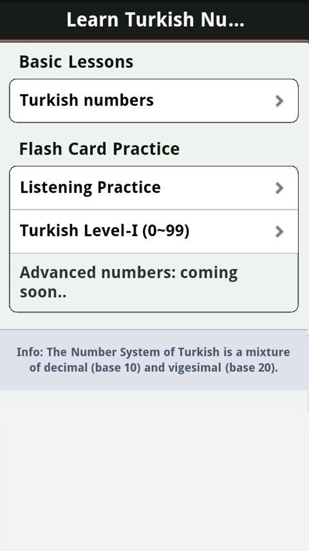 Learn Turkish Numbers Fast สำหรับ Android - ดาวน์โหลด Learn Turkish Numbers Fast สำหรับ Android - ดาวน์โหลด
