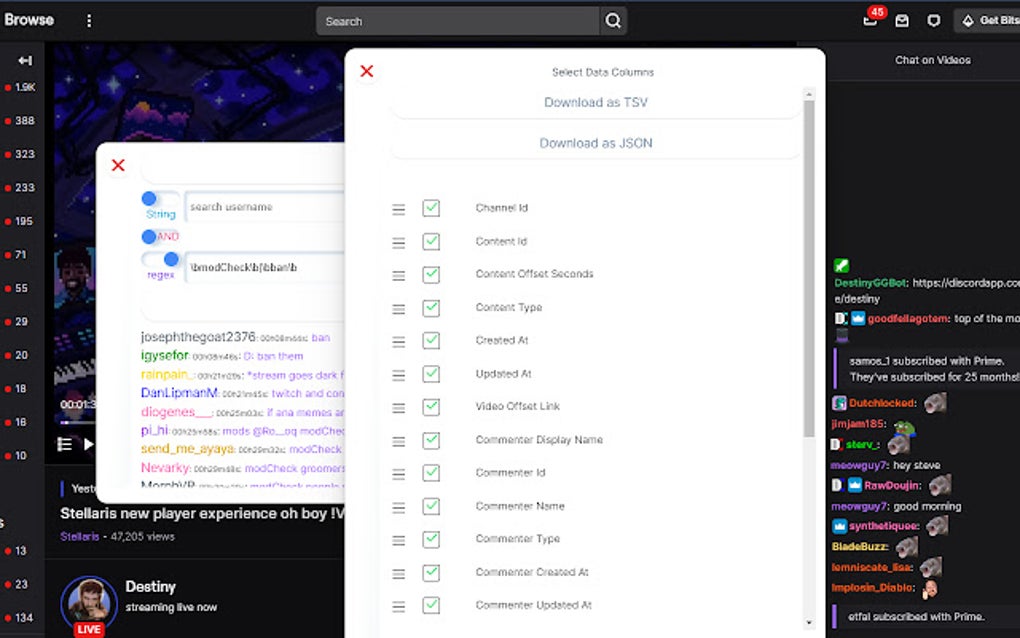 Twitch VOD Chat Search for Google Chrome - Extension Download