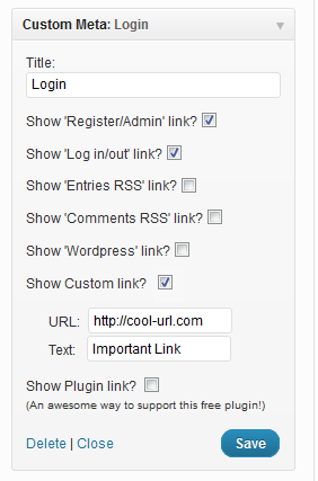 Custom Meta Widget pour WordPress - Télécharger