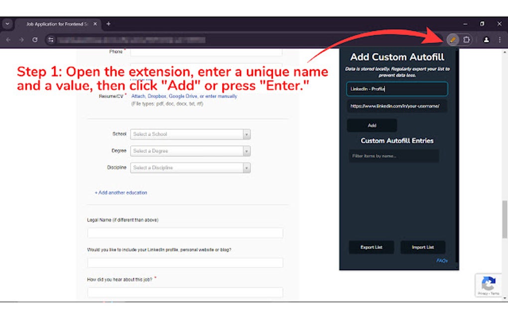 Easy Custom Autofill Google Chrome 용 - 확장 프로그램 다운로드