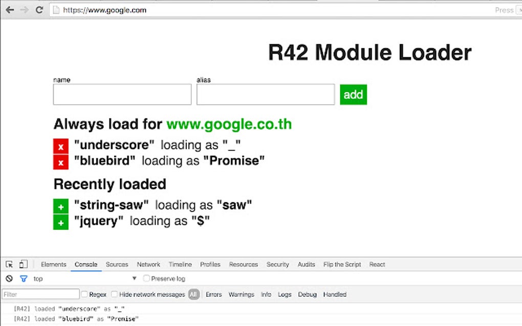 R42 Module Loader para Google Chrome - Extensión Descargar