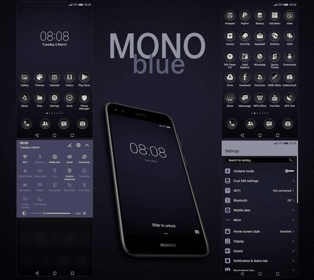 [EMUI 5/8]Mono Blue Theme APK for Android - Download